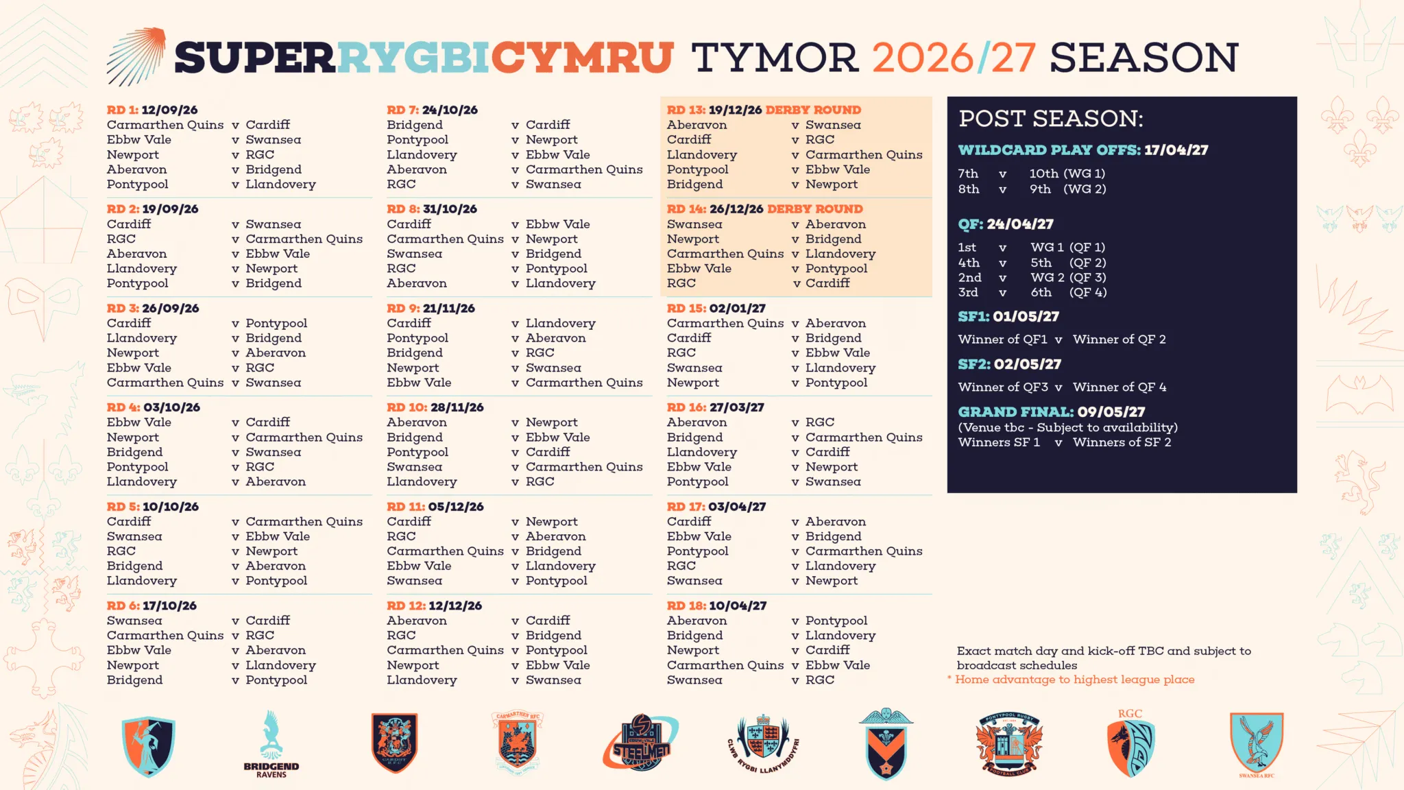 Welsh Rugby Union - Super Rygbi Cymru fixtures for 2026/27 confirmed